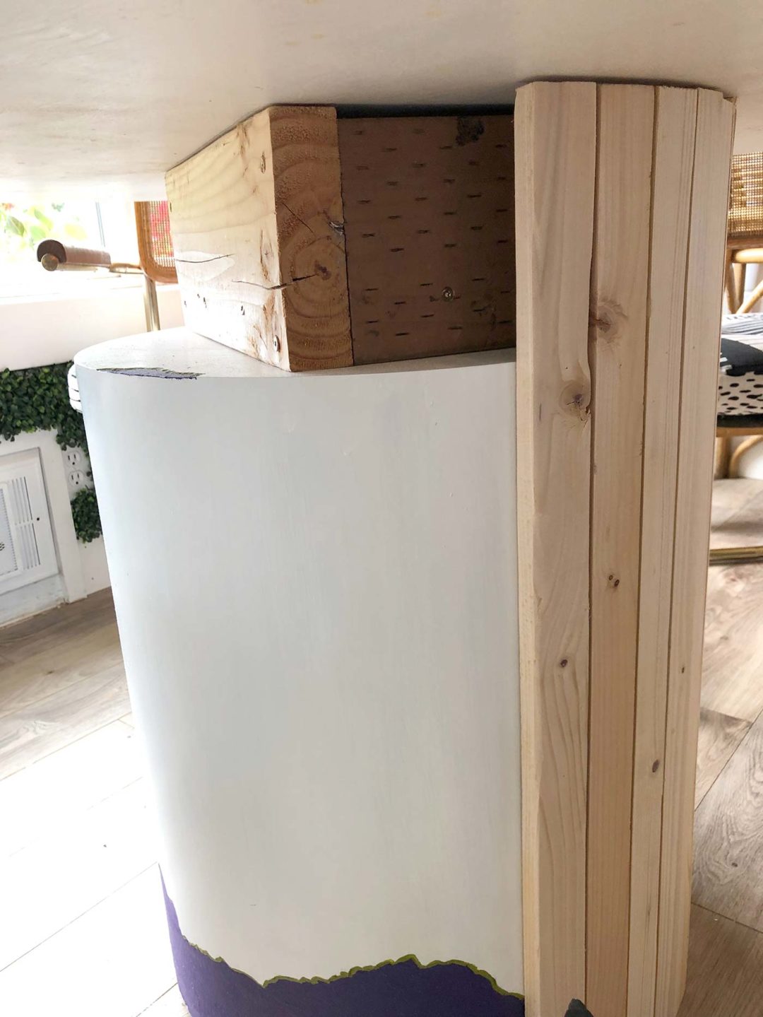 DIY Wood Slat Table Base and How I Treat All My Pine - Banyan Bridges