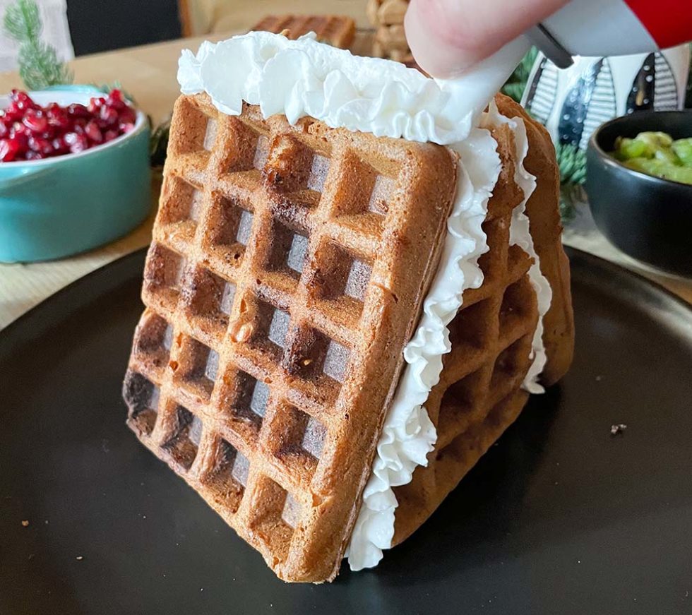 Krusteaz Waffle Gingerbread Houses - Banyan Bridges